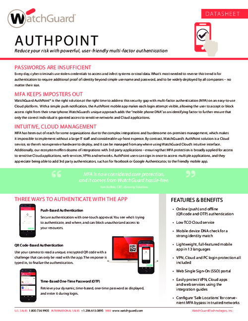 WatchGuard AuthPoint Reviews 2022: Details, Pricing, & Features | G2
