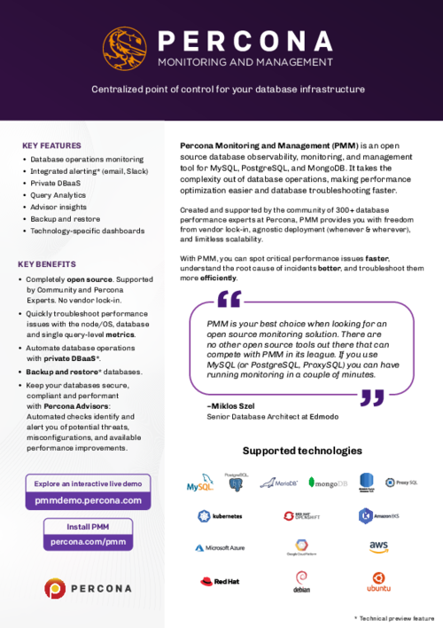 Percona Monitoring and Management (PMM) Reviews 2022: Details, Pricing ...