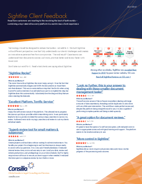 Sightline by Consilio Reviews 2025: Details, Pricing, & Features | G2