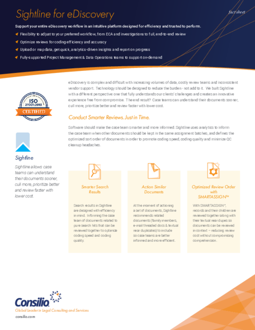 Sightline by Consilio Reviews 2025: Details, Pricing, & Features | G2