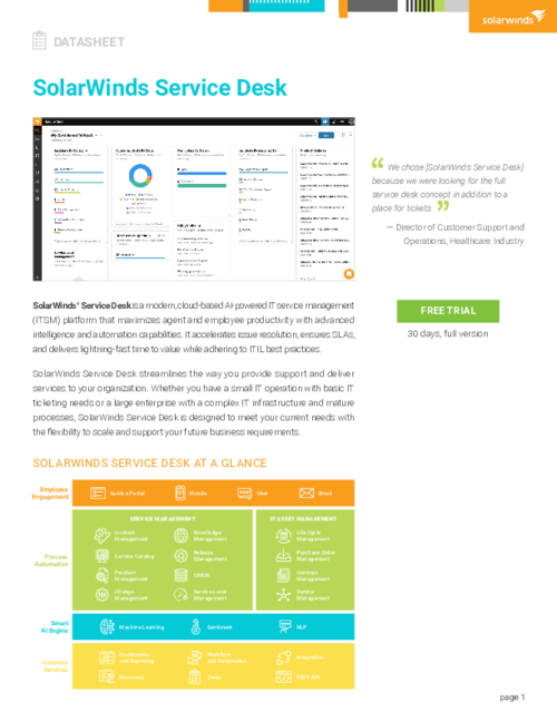 SolarWinds Service Desk Reviews 2025: Details, Pricing, & Features | G2
