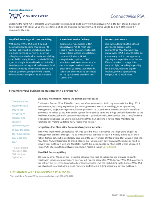ConnectWise PSA Reviews 2025: Details, Pricing, & Features | G2