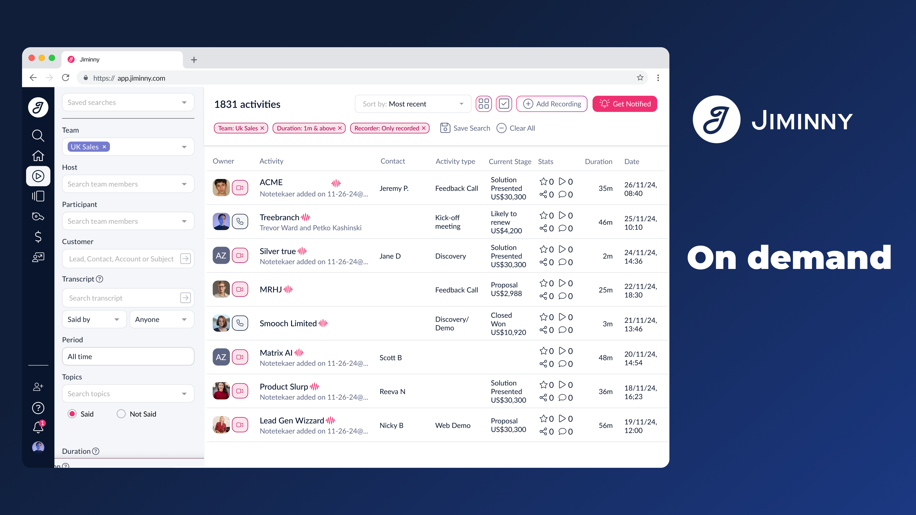 Jiminny Reviews 2025: Details, Pricing, & Features | G2