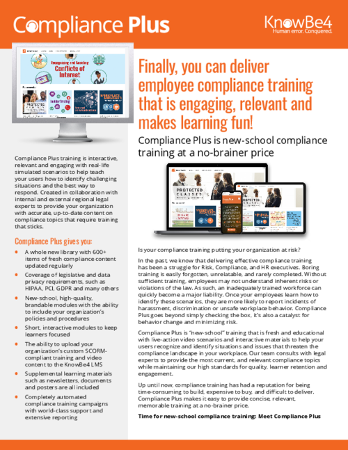 KnowBe4 Compliance Plus Reviews 2025: Details, Pricing, & Features | G2