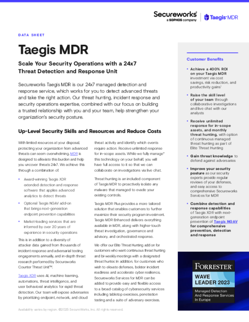 Secureworks Taegis MDR Reviews 2025: Details, Pricing, & Features | G2