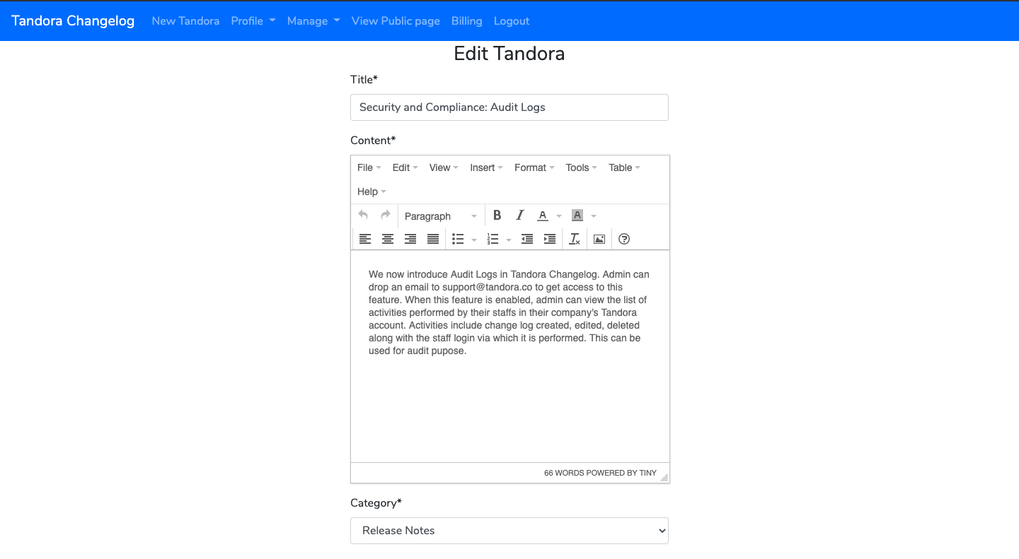 Tandora Changelog Reviews 2025: Details, Pricing, & Features | G2