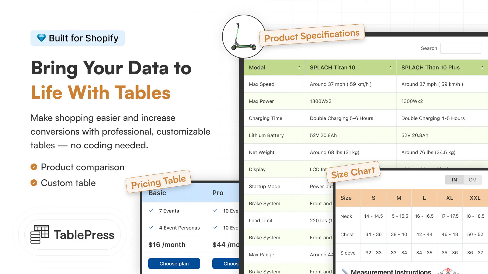 TablePress Size Chart & Guide Reseñas 2025: Detalles, Precios y Características | G2