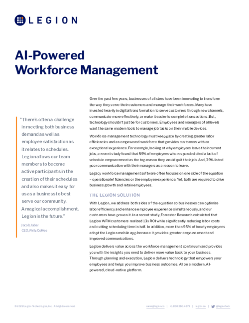 Legion WFM Reviews 2026: Details, Pricing, & Features | G2